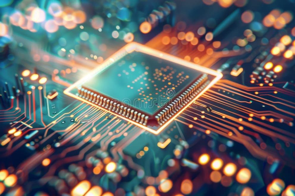 Close-up of a Microchip on a Circuit Board, Technology and Computing ...