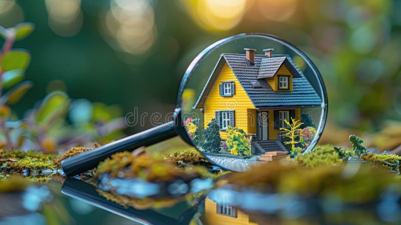 A Magnified View of a House with a Car and a Person in the Foreground ...