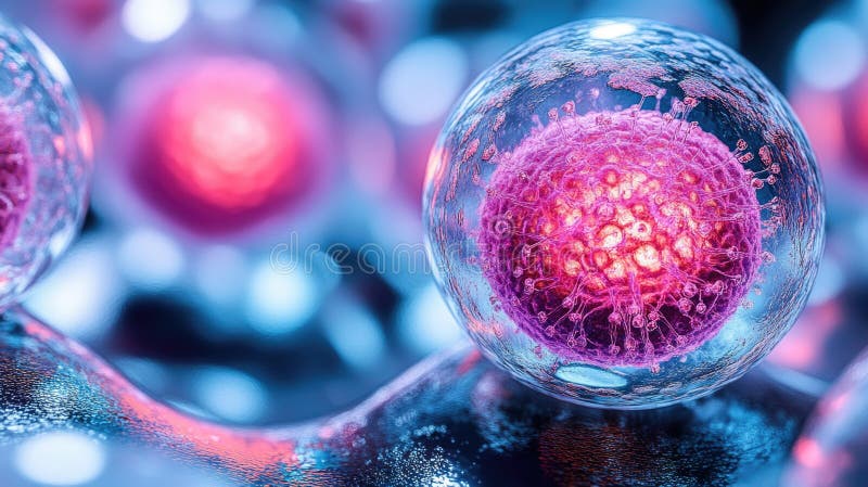 Magnified View of Human Cell Structure with Glowing Nucleus. HMPV ...