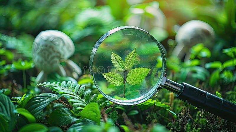 A Magnified View of a Leaf and a Mushroom Stock Image - Image of light ...