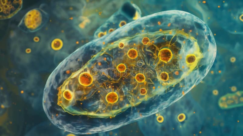 A Magnified View of a Mitochondrion Under a Microscope Showing Its ...