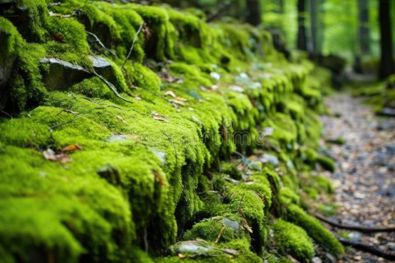 Magnified View of Moss Growing on Stones Along the Trail Stock ...