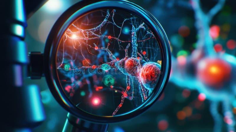 Magnified View of Neurons Under Microscope Stock Image - Image of ...