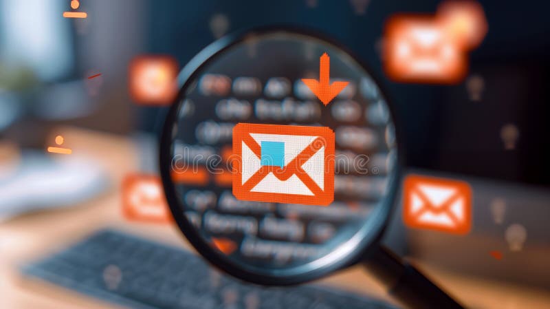 Magnified View of Phishing Email with Scam Signs Highlighted. Office ...