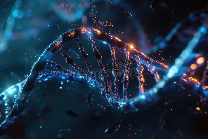 A Magnified View of a Single DNA Strand Stock Photo - Image of ...