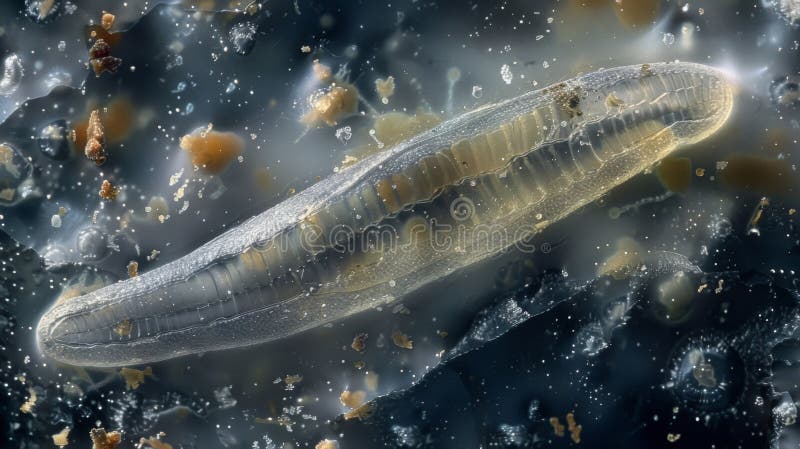 Magnified View of a Thin Long Worm Egg with a Translucent Smooth ...