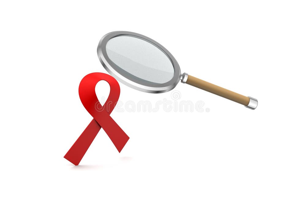 Magnifier with aids ribbon stock illustration. Illustration of ...