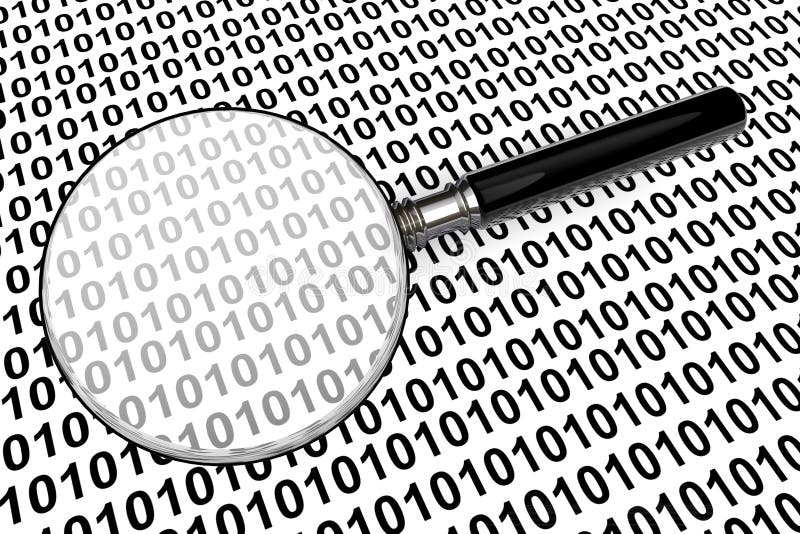 Magnifier with Binary code stock photo. Image of digital - 25225230