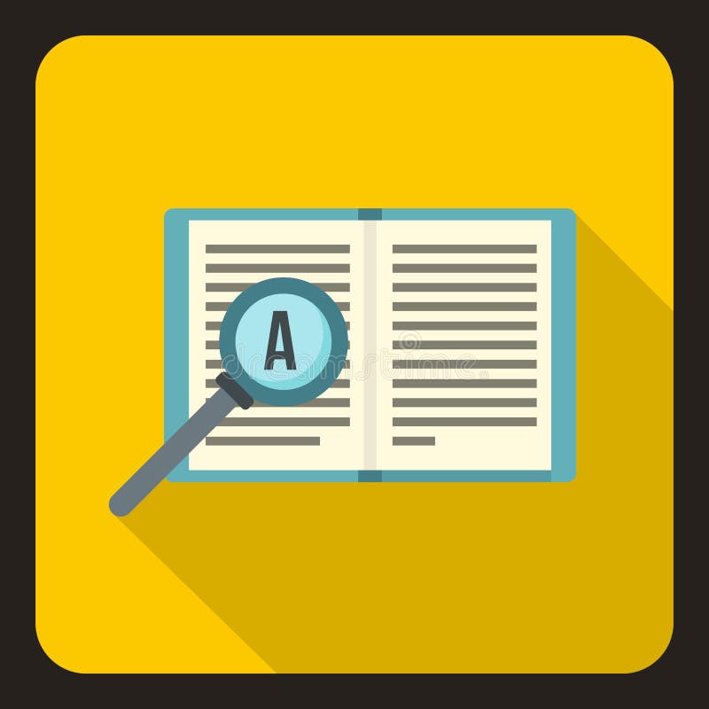 Magnifier and Book Icon, Flat Style Stock Vector - Illustration of ...