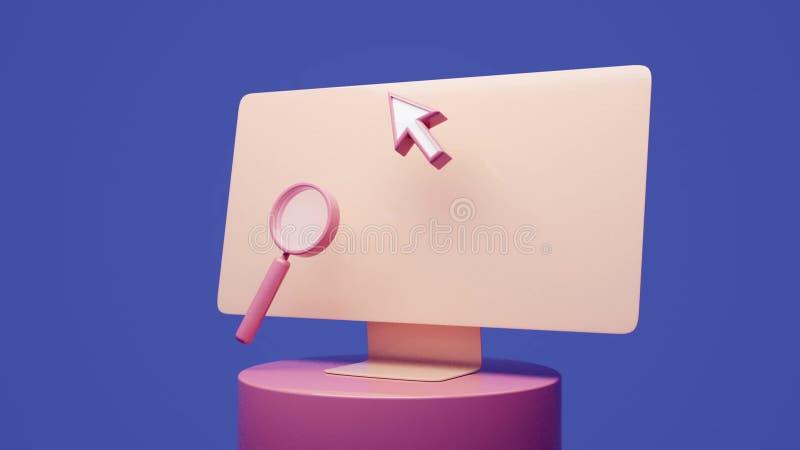 Magnifier and Cursor Moving on Screen of Laptop 3d Render. Stock Video ...