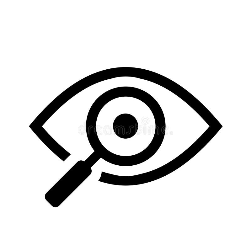 Magnifier with Eye Outline Icon Stock Vector - Illustration of diagram ...