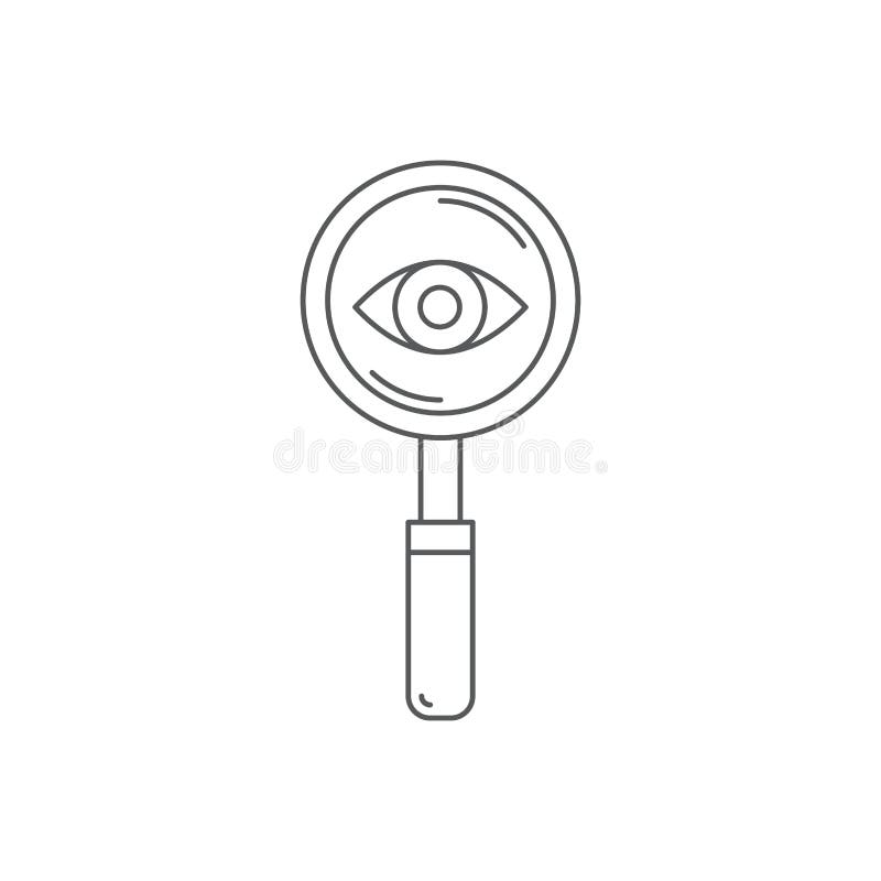 Magnifier with Eye Vector Icon Symbol Isolated on White Background ...