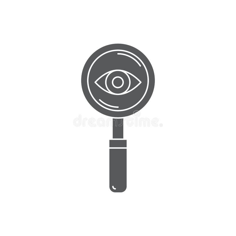 Magnifier with Eye Vector Icon Symbol Isolated on White Background ...