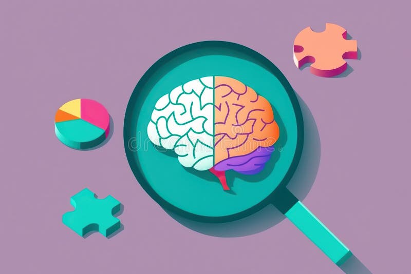 Magnifier Focus To Human Brain Icon Idea, Created with Generative AI ...