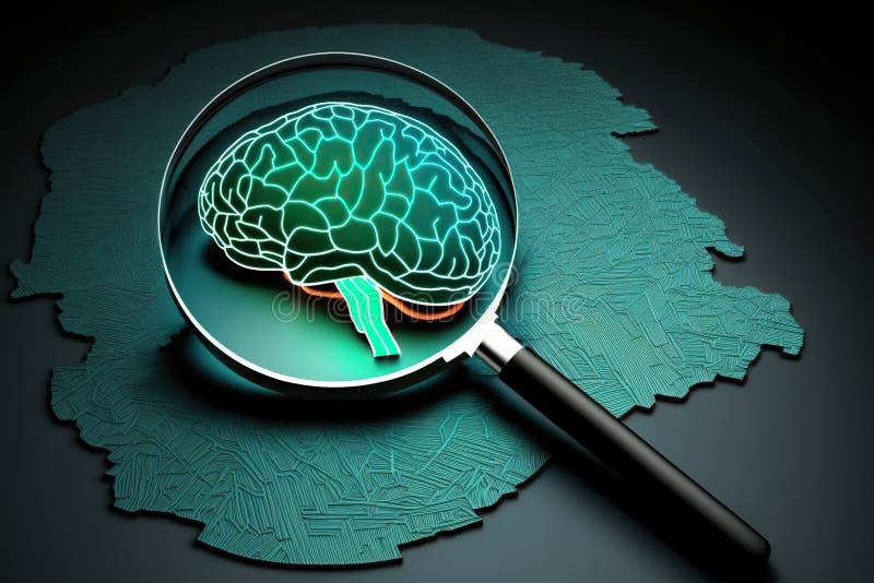 Magnifier Focus To Human Brain Icon Idea, Created with Generative AI ...