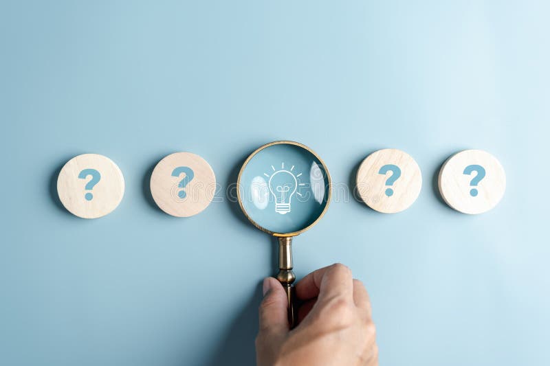 Magnifier Focus To Light Bulb Which among Question Icon. Target ...