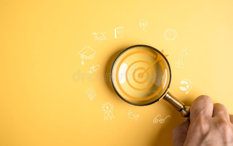 Magnifier Focus To Target Icon with Learning Educate, Study Knowledge ...