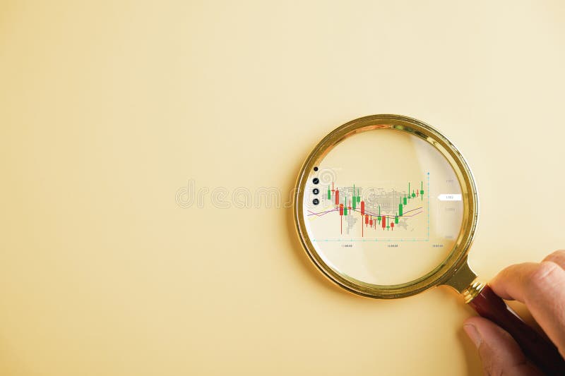 Magnifier Glass Focuses on the Bar Graph with an Increasing Arrow Stock ...