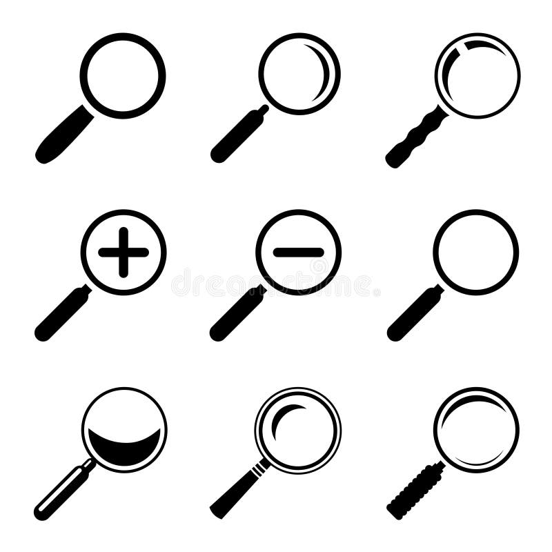 Magnifying Glass Icon Set stock vector. Illustration of magnifying ...