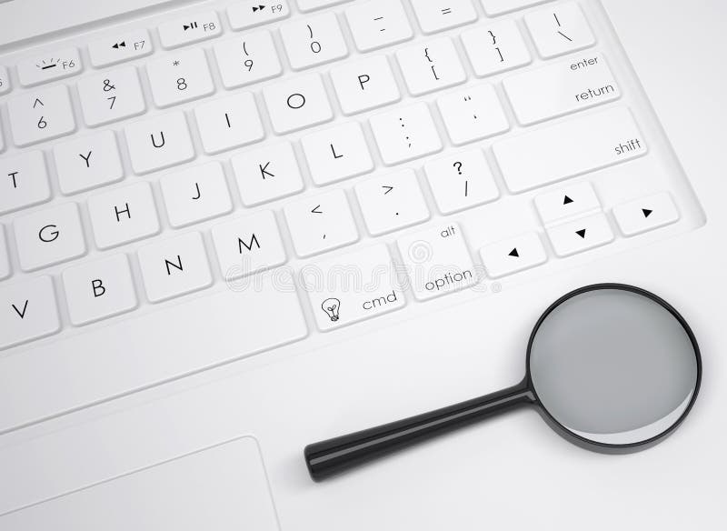Magnifier Glass on the Keyboard Stock Illustration - Illustration of ...