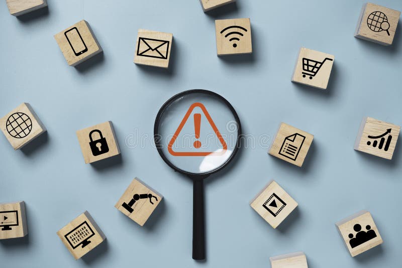 Error and Maintenance Alert. Businessman Using Computer Laptop with ...