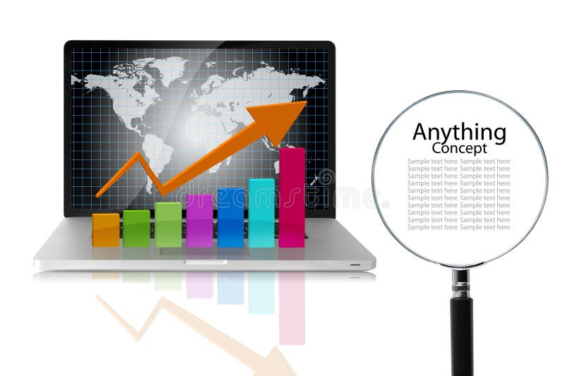 Magnifier and graph stock illustration. Illustration of line - 20861244