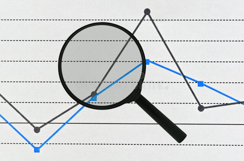 Magnifier and graph stock photo. Image of estimation - 64730856