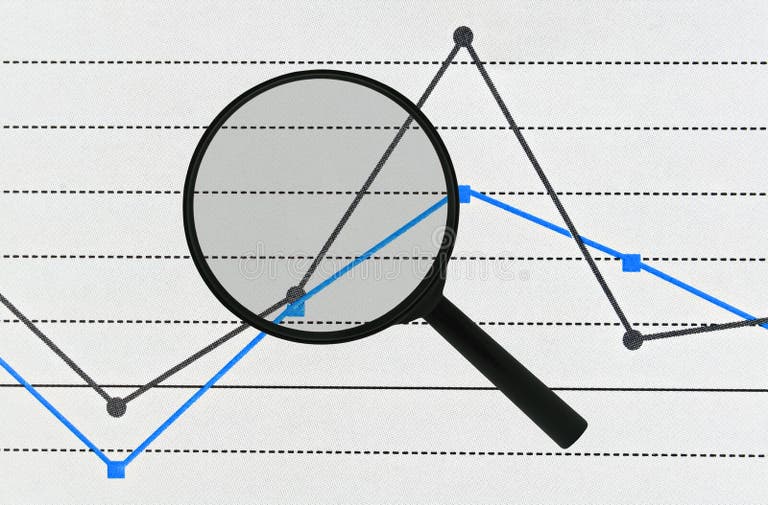Magnifier and graph stock photo. Image of estimation - 64730856