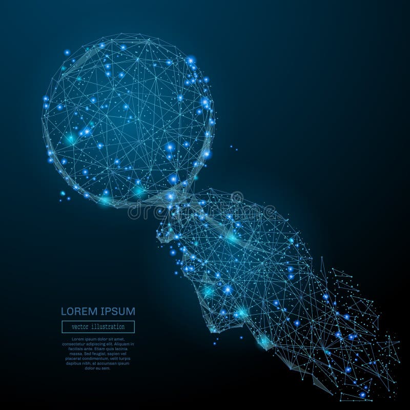 Magnifier on hand blue stock vector. Illustration of connect - 88747438