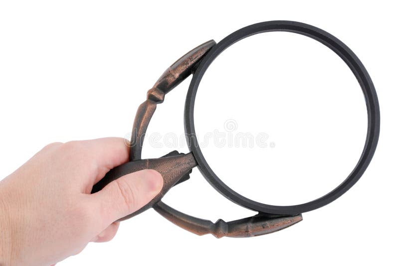 Magnifier in a Hand Isolated Stock Image - Image of experiment, blank ...