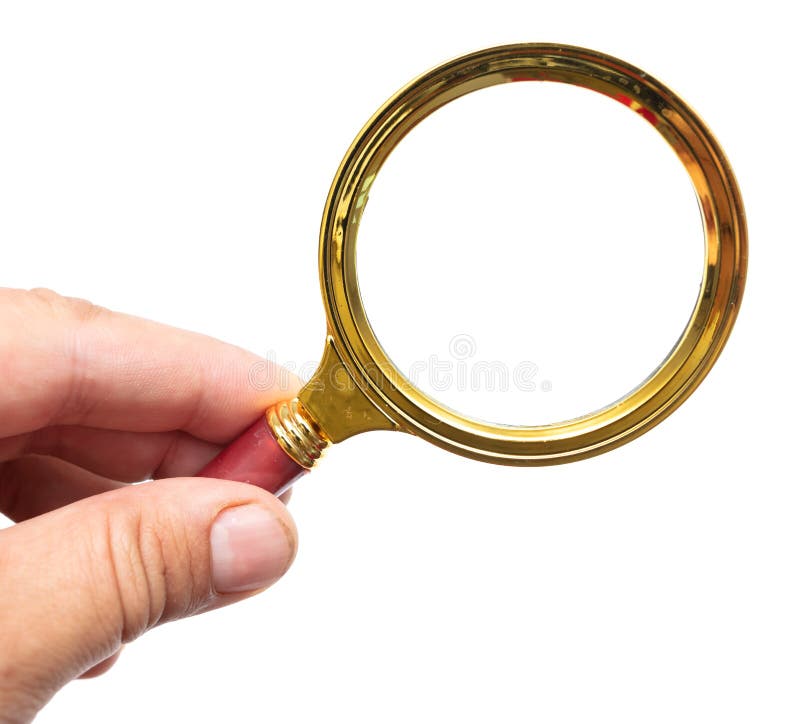Magnifier in Hand Isolated on White Background Stock Image - Image of ...