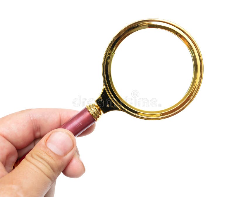 Magnifier in Hand Isolated on White Background Stock Image - Image of ...