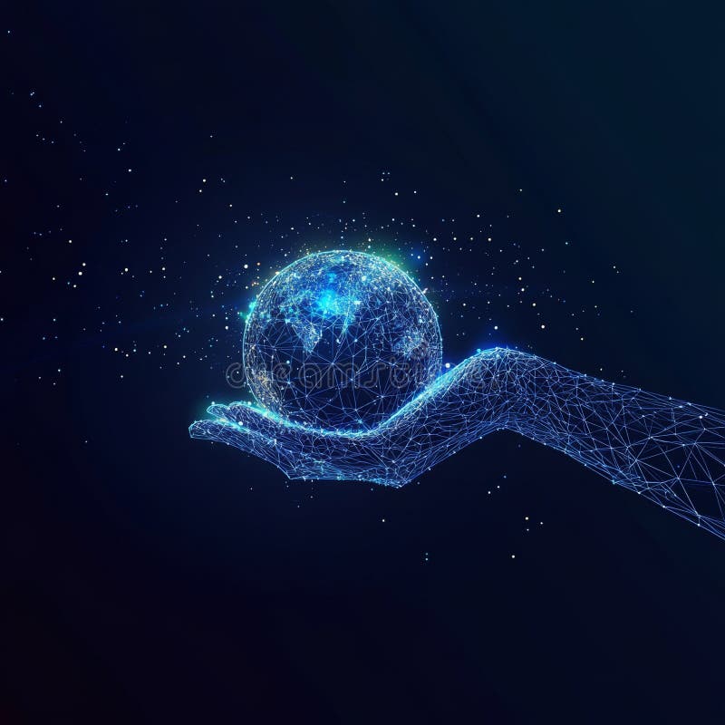 A Magnifier on Hand in the Shape of a Starry Sky, Made Up of Planets ...