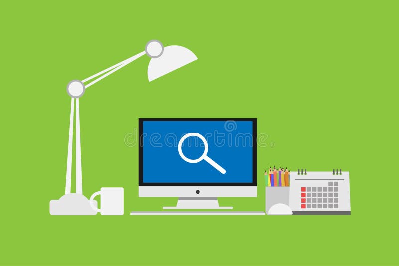 Magnifier Icon on Computer Monitor Vector Monitor Display Stock ...