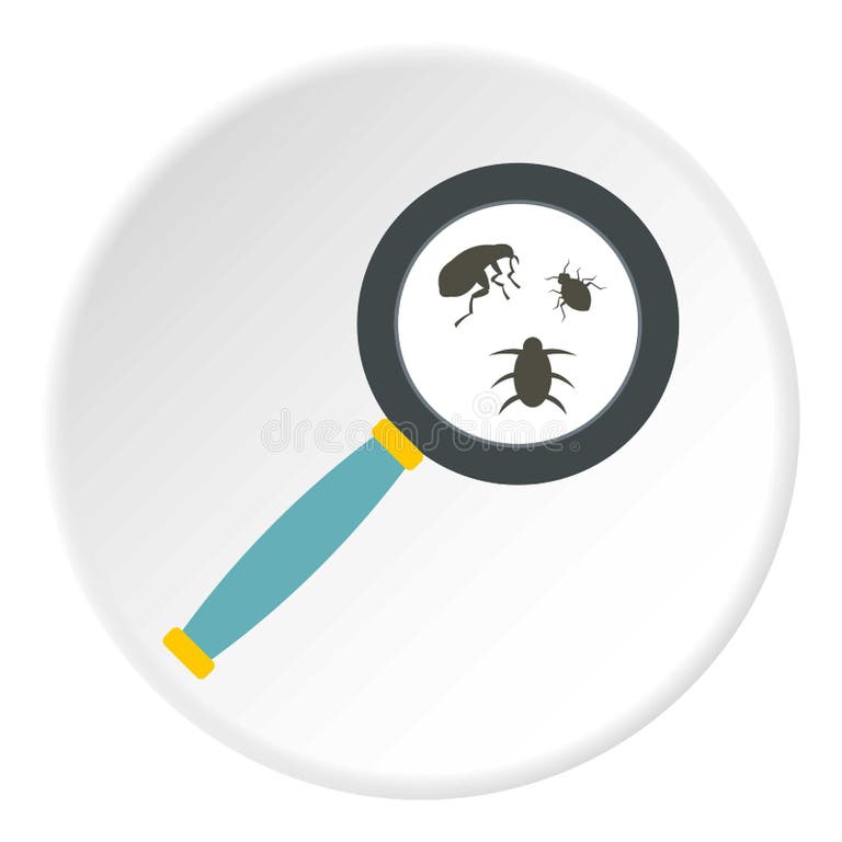 Magnifier and Insects Icon, Flat Style Stock Illustration ...
