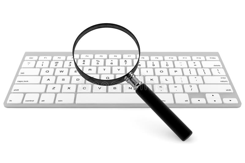 Magnifier with keyboard stock illustration. Illustration of future ...