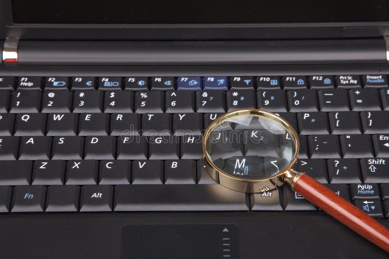 Magnifier on keyboard stock photo. Image of searching - 7762198