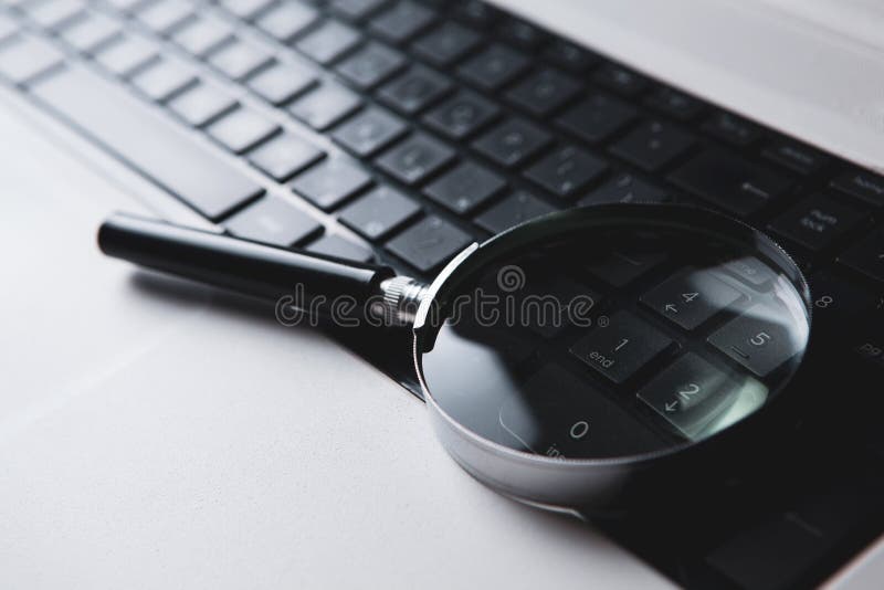 Magnifier on Laptop. Web Search Concept Stock Photo - Image of business ...