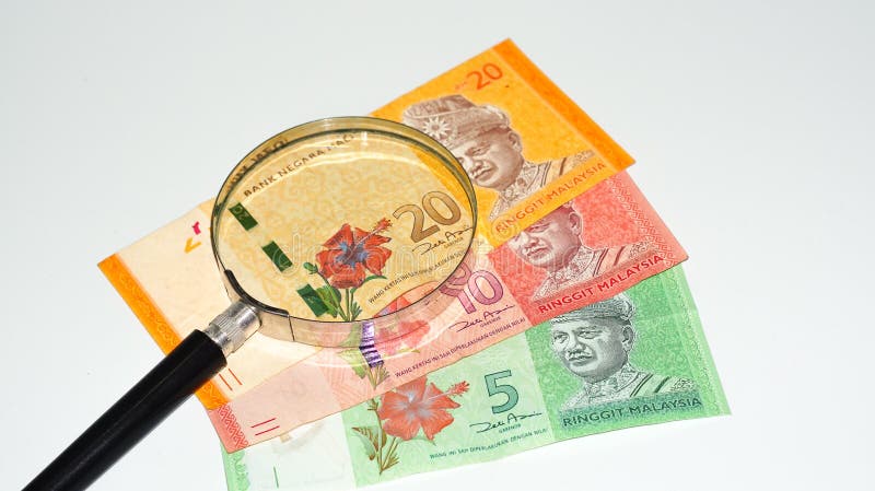 Magnifier with Malaysia Bank Notes.concept Photo. Stock Image - Image ...