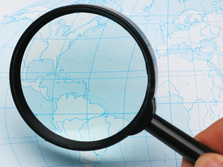 Magnifier and map stock image. Image of equator, cartography - 8057601