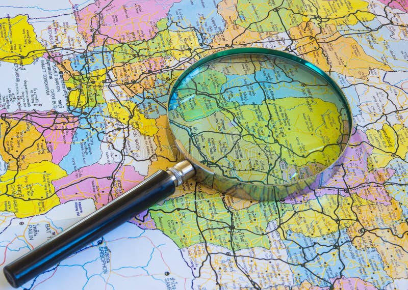 Navigation Chart With Magnifier Stock Photo - Image of magnifiers ...
