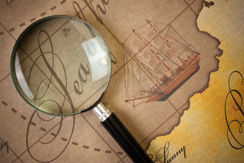 Magnifier on map stock photo. Image of sign, east, longitude - 156479136