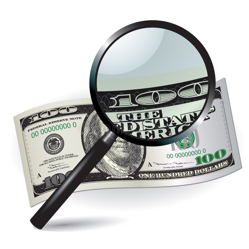 Magnifier and money stock vector. Illustration of dollar - 50203512