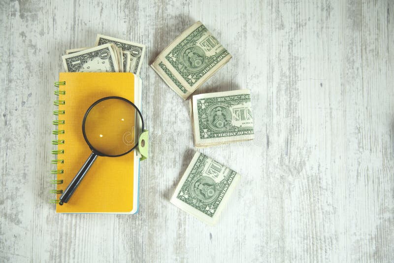Magnifier on Notepad with Money Stock Image - Image of savings, budget ...
