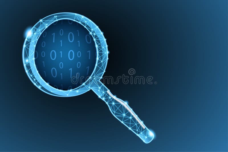 Magnifier Over a Binary Code of Numbers Zero and One Stock Vector - Illustration of analysis ...