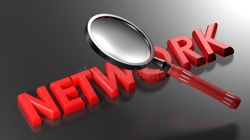 Magnifier Over the Word NETWORK - 3D Rendering Illustration Stock ...