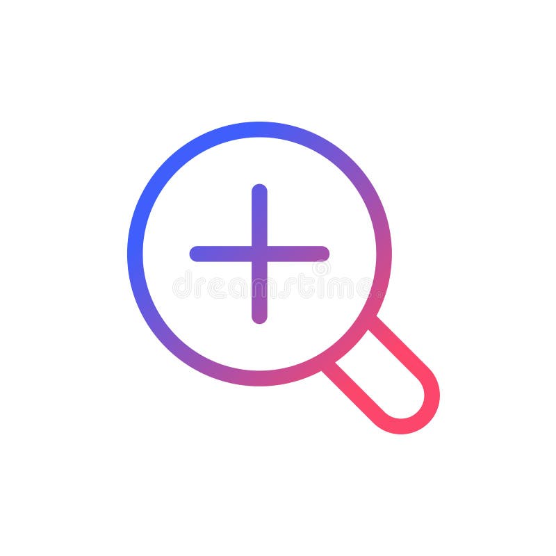 Magnifier and Plus Pixel Perfect Gradient Linear Ui Icon Stock Vector ...