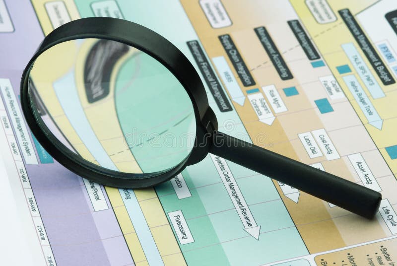 Magnifier and print stock image. Image of occupation, finance - 1928053