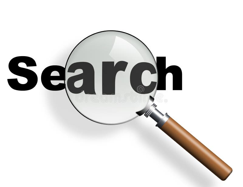 Magnifier and Search word stock illustration. Illustration of search ...