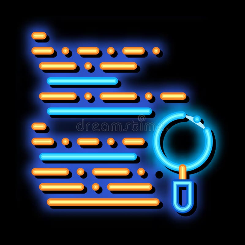 Magnifier Search Code Mistake Neon Glow Icon Illustration Stock Vector ...